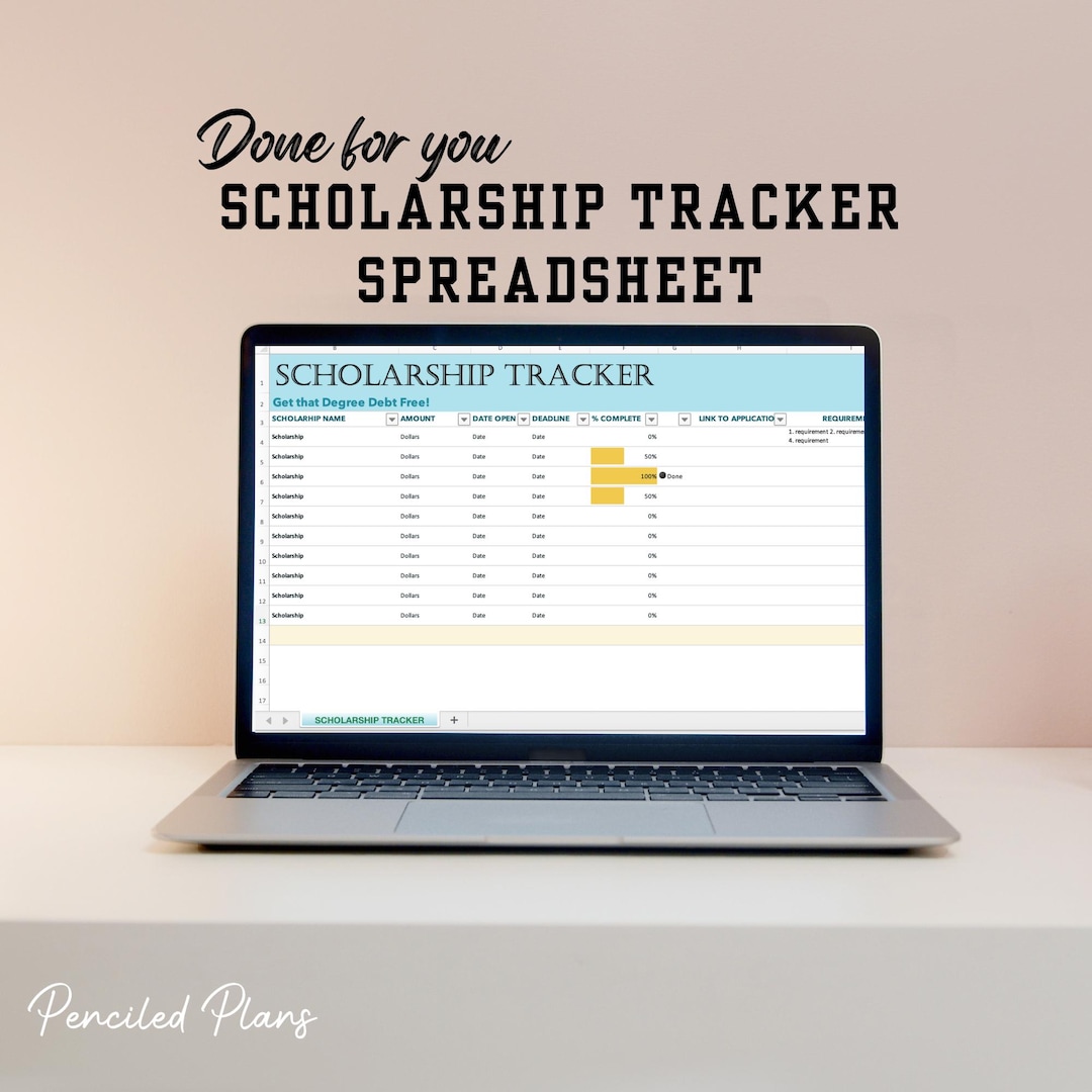 Scholarship Tracker Spreadsheet Excel Instant Download Students ...
