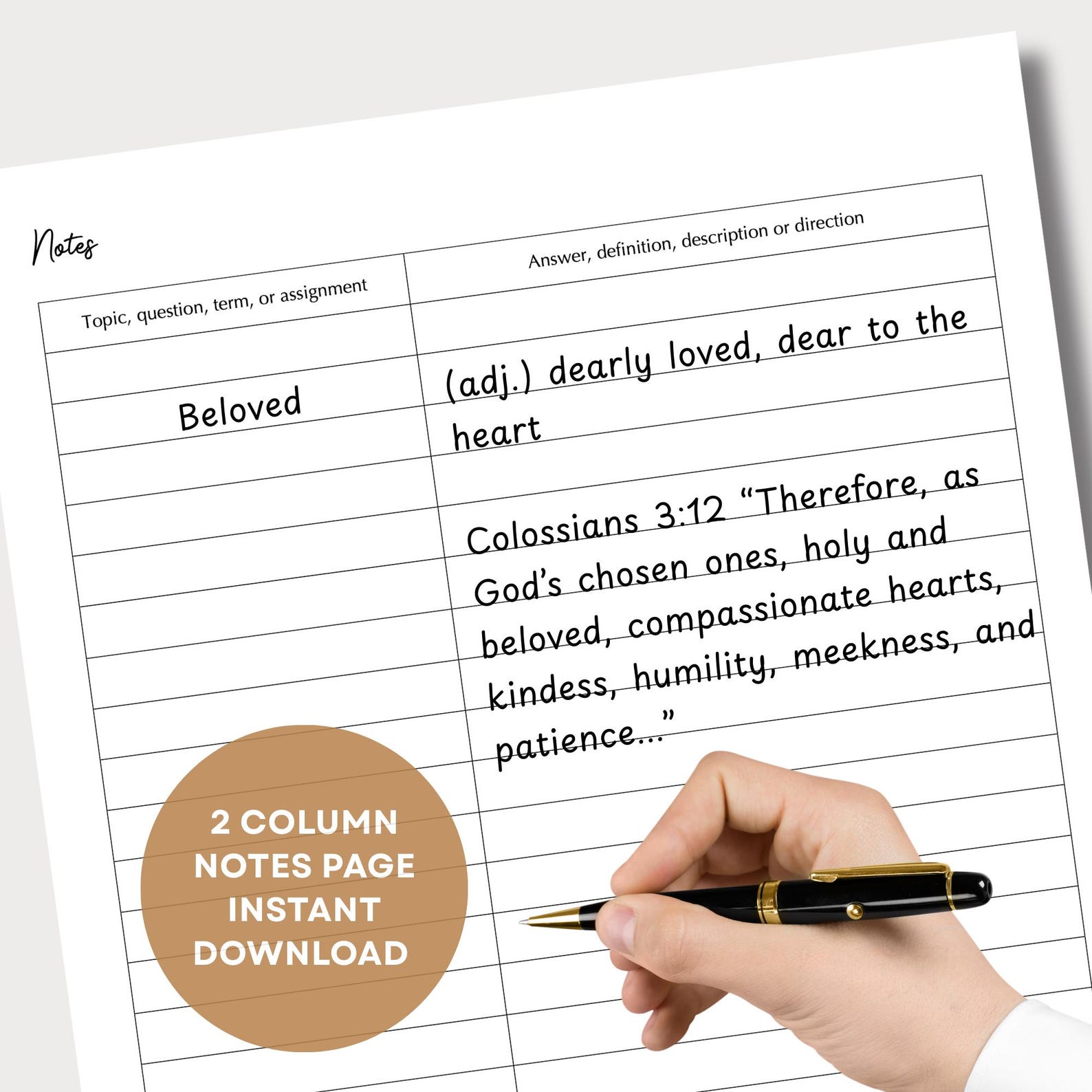 Two Column Notes Page Study Tool Printable PDF Download Class Notes ...