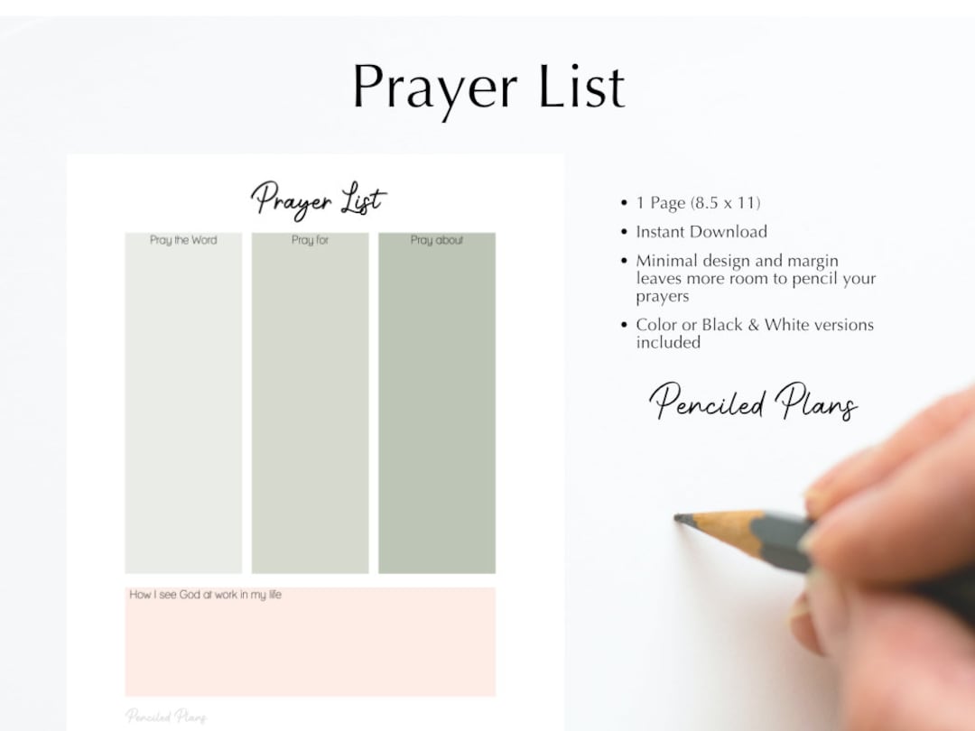 Prayer List PDF Printable Instant Download Goodnotes Compatible Journal ...