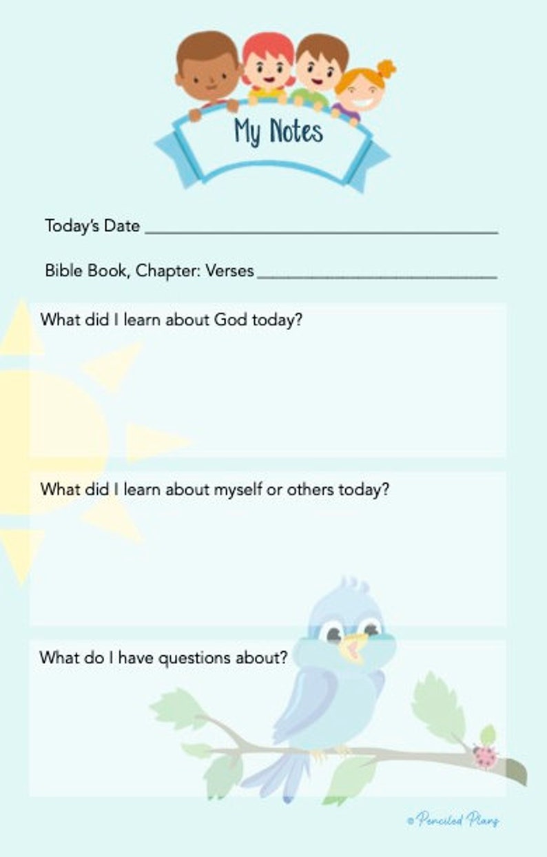 Kids Bible Study Notes Printable: Church Sermon Journal (PDF Download ...