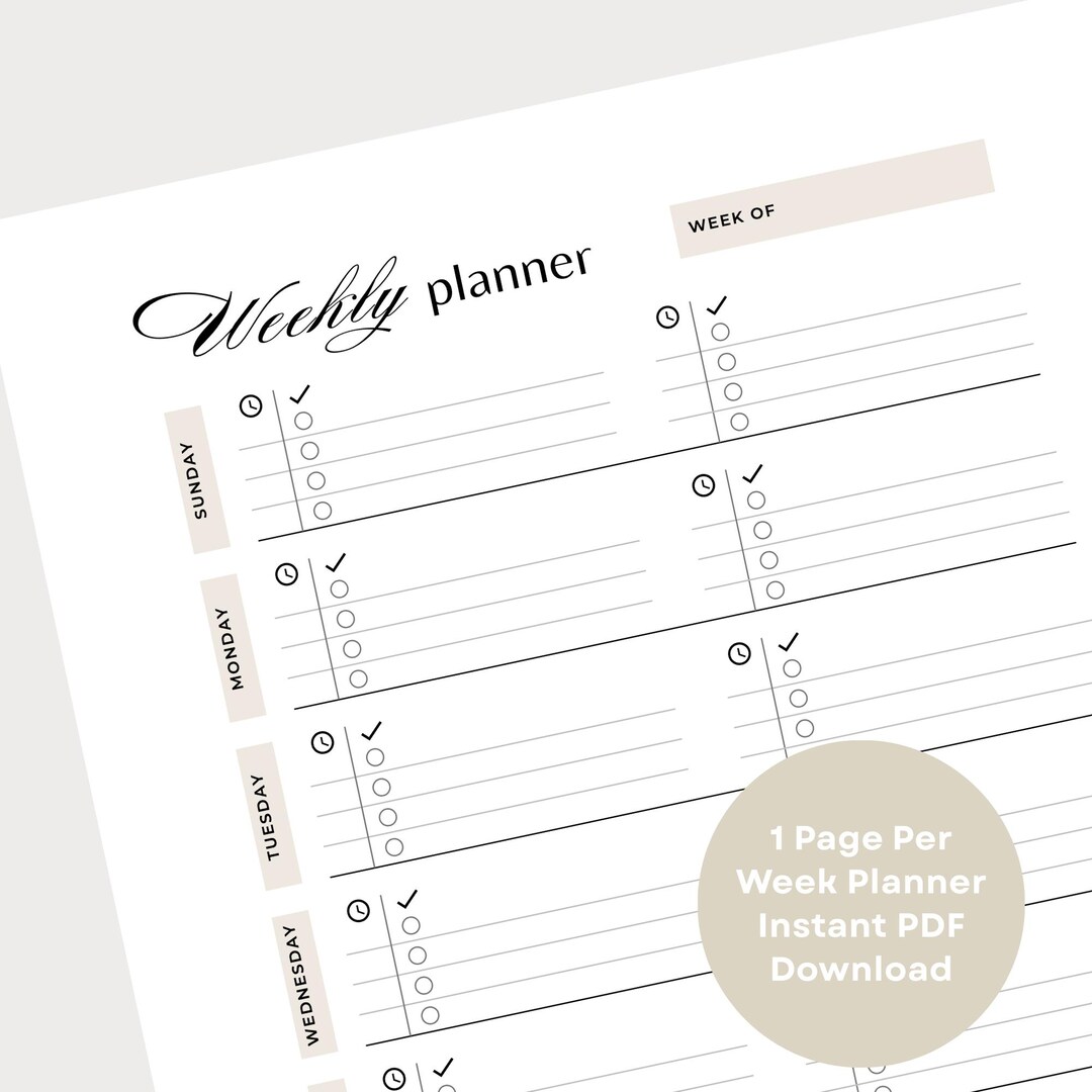 Minimalist Weekly Planner Neutral Tones Undated Calendar PDF Download ...