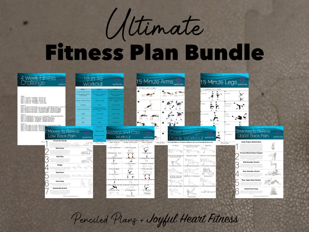 Printable Fitness Plan Bundle: Strength, Cardio, Flexibility (PDF ...
