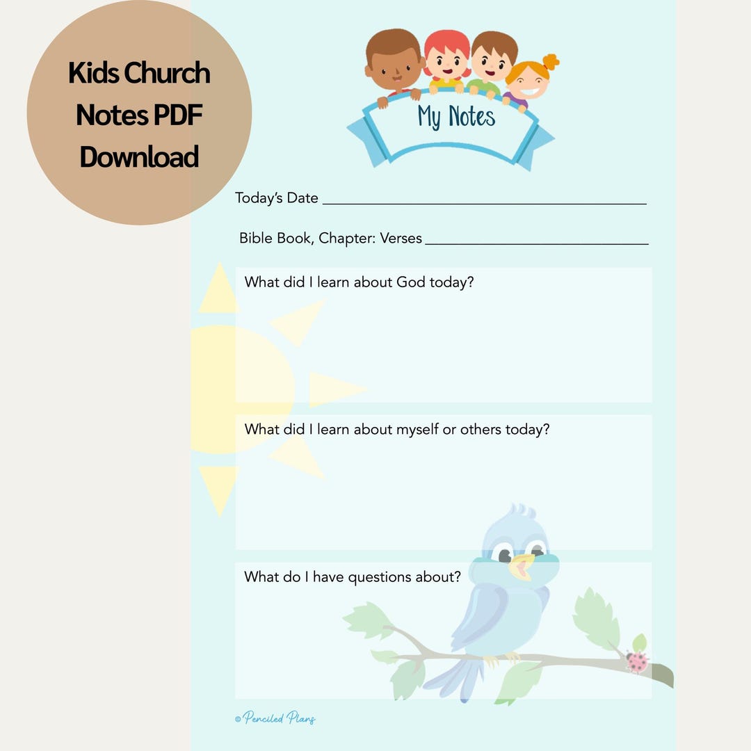 Children's Bible Study Notes Printable Church Sermon Journal PDF ...