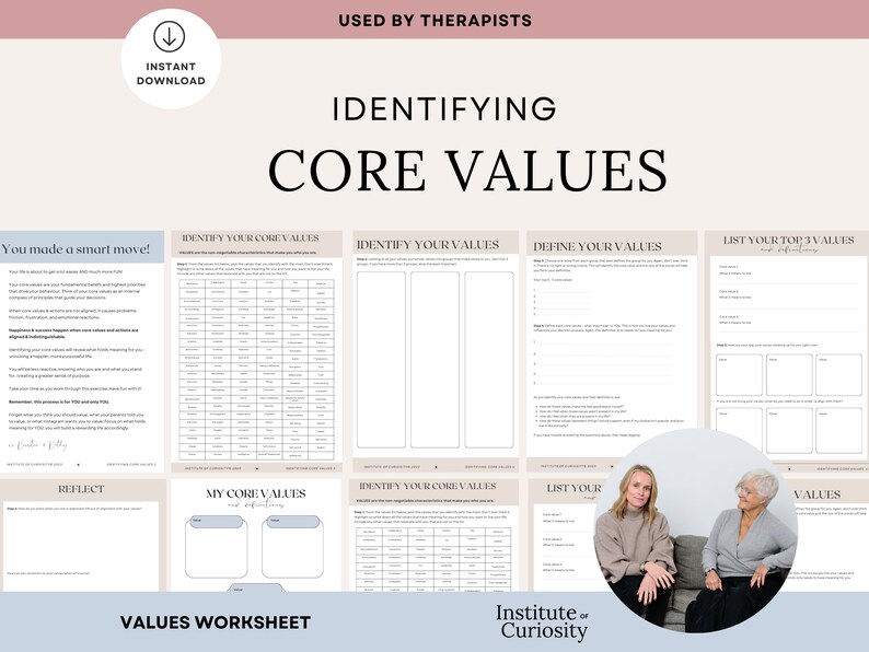 Core Values Worksheet: Self-awareness, Empowerment (digital Download ...
