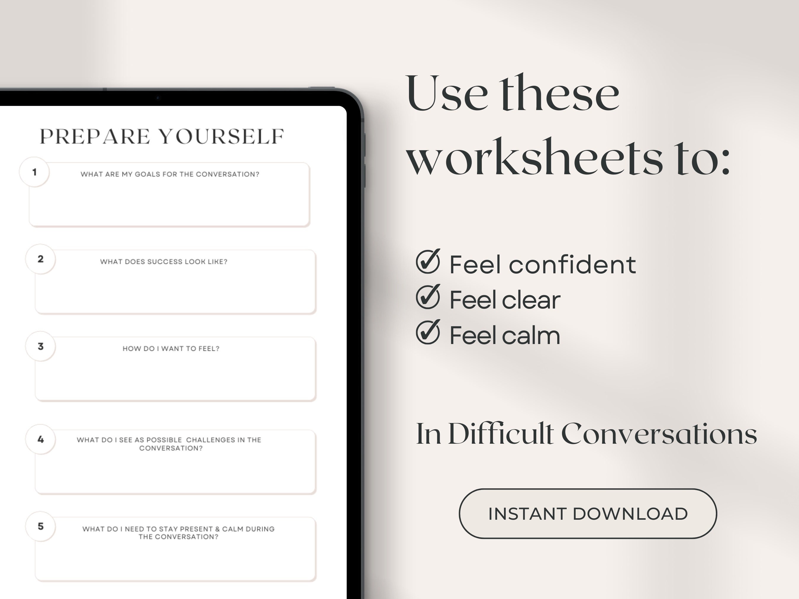 Difficult Conversations Worksheet: Therapy & Coaching Planner (digital ...