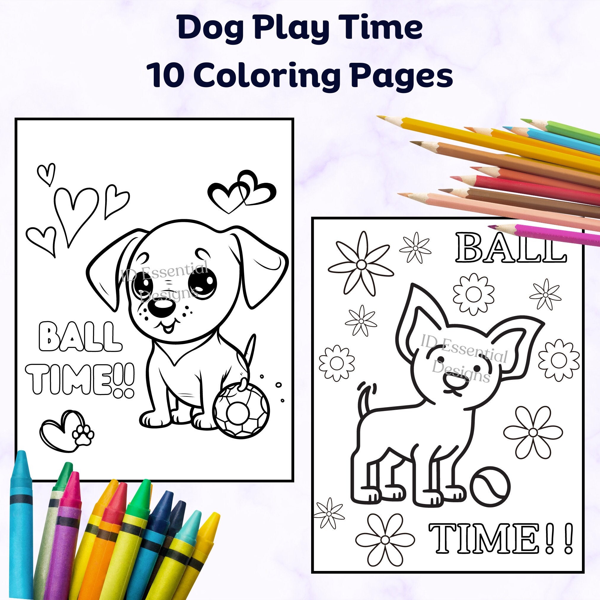 Dog Coloring Pages for Kids, Playtime Dogs (PDF & JPG) - Etsy