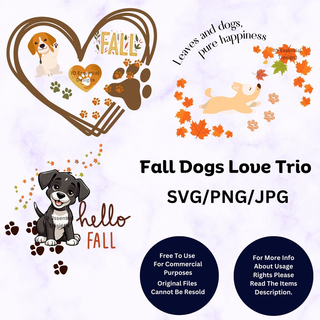 Fall Dog Clipart, Autumn Designs (SVG/PNG/JPG) - Etsy