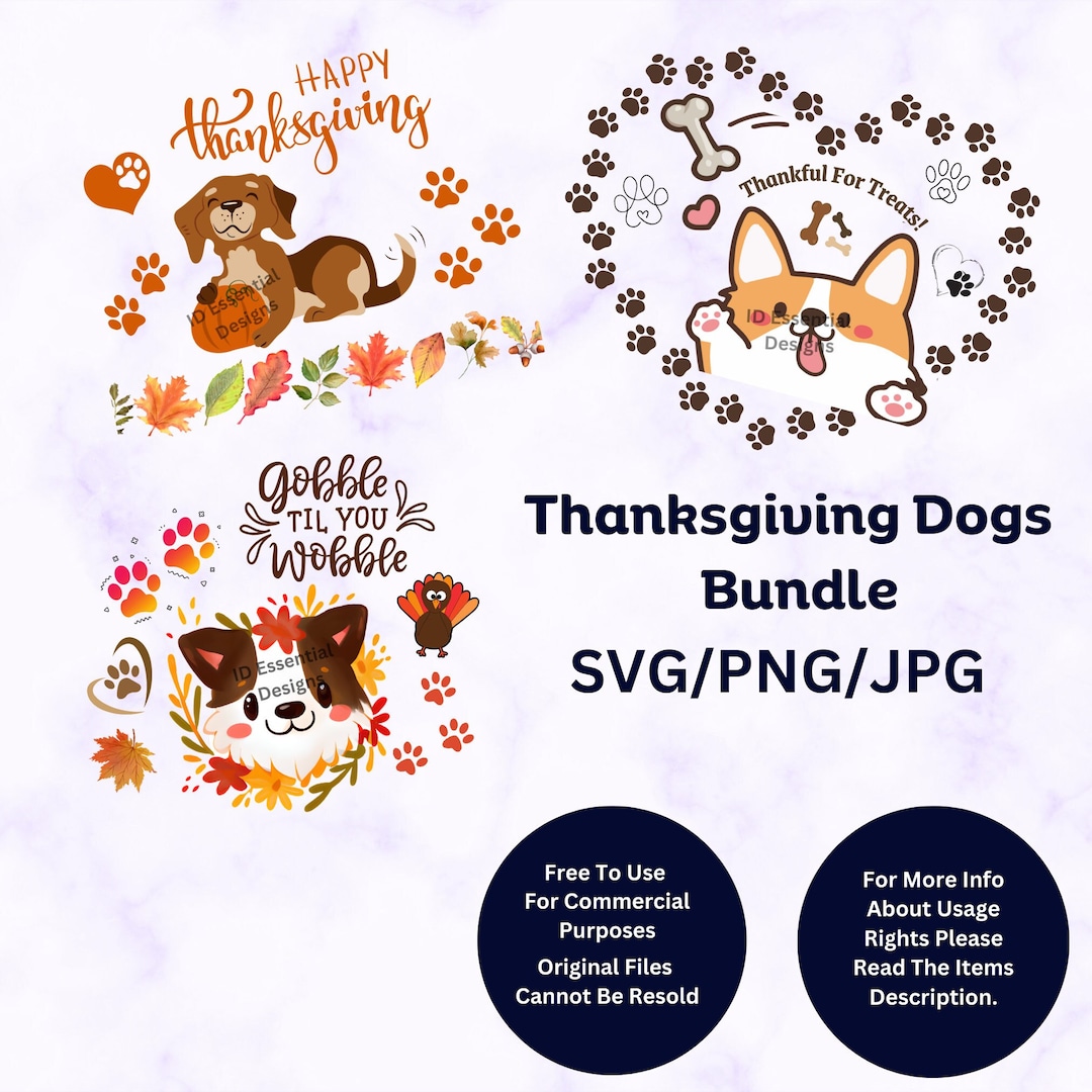 Thanksgiving Dog Clipart Bundle, Fall Dogs (SVG, PNG, JPG) - Etsy