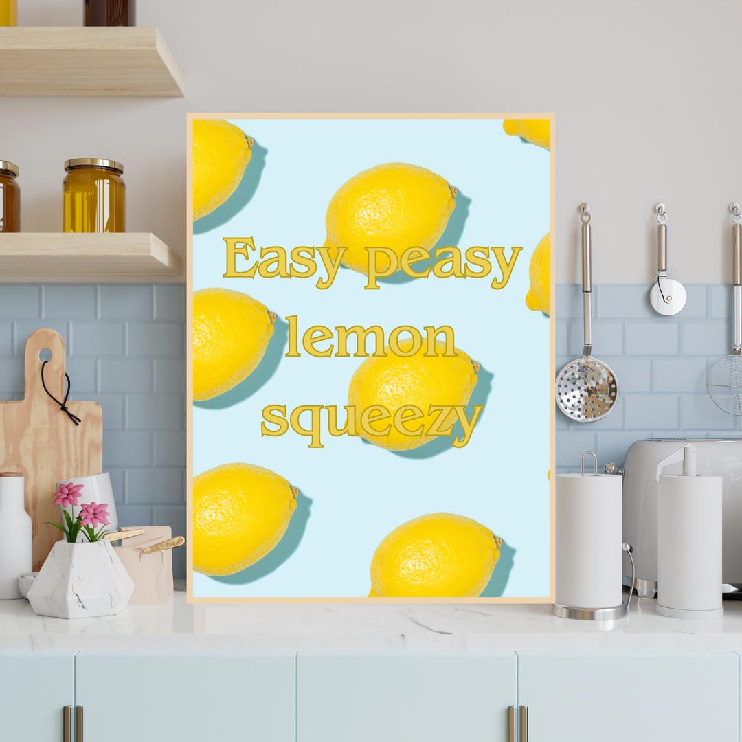 Easy Peasy Lemon Squeezy- Canvas, Lemon Wall Art, Bright and Cheerful ...