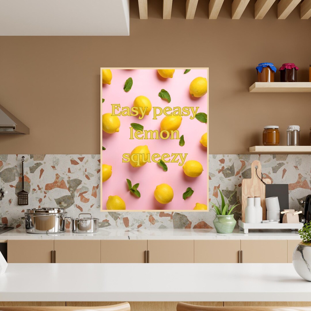 Easy Peasy Lemon Squeezy- Lemon Wall Art Canvas, Decor, Kitchen Wall ...