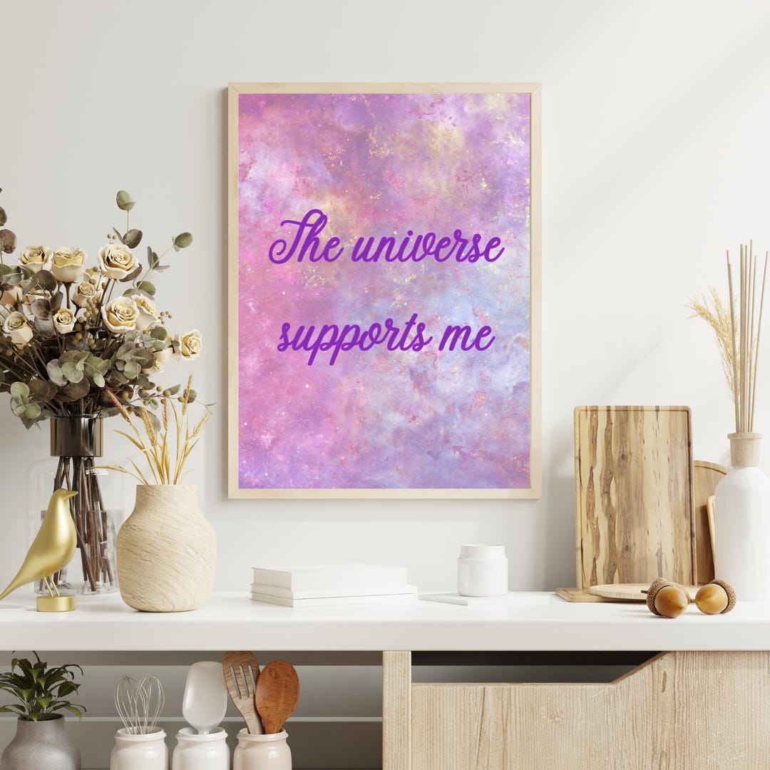 The Universe Supports Me- Inspirational Canvas Wall Art, Cosmic Quote ...