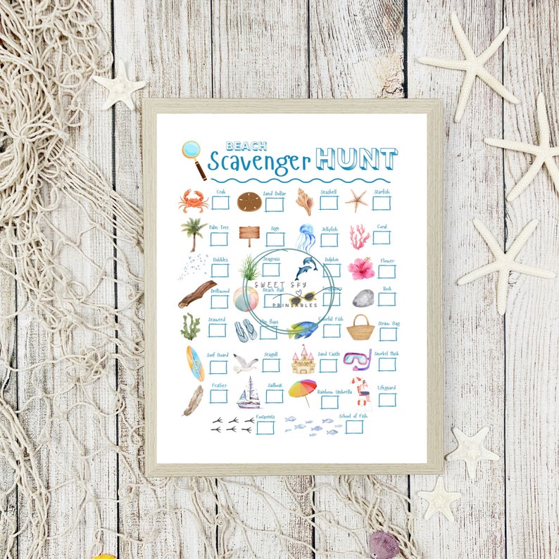 Beach Scavenger Hunt, Printable Beach Game for Kids, Fun Gift Idea ...