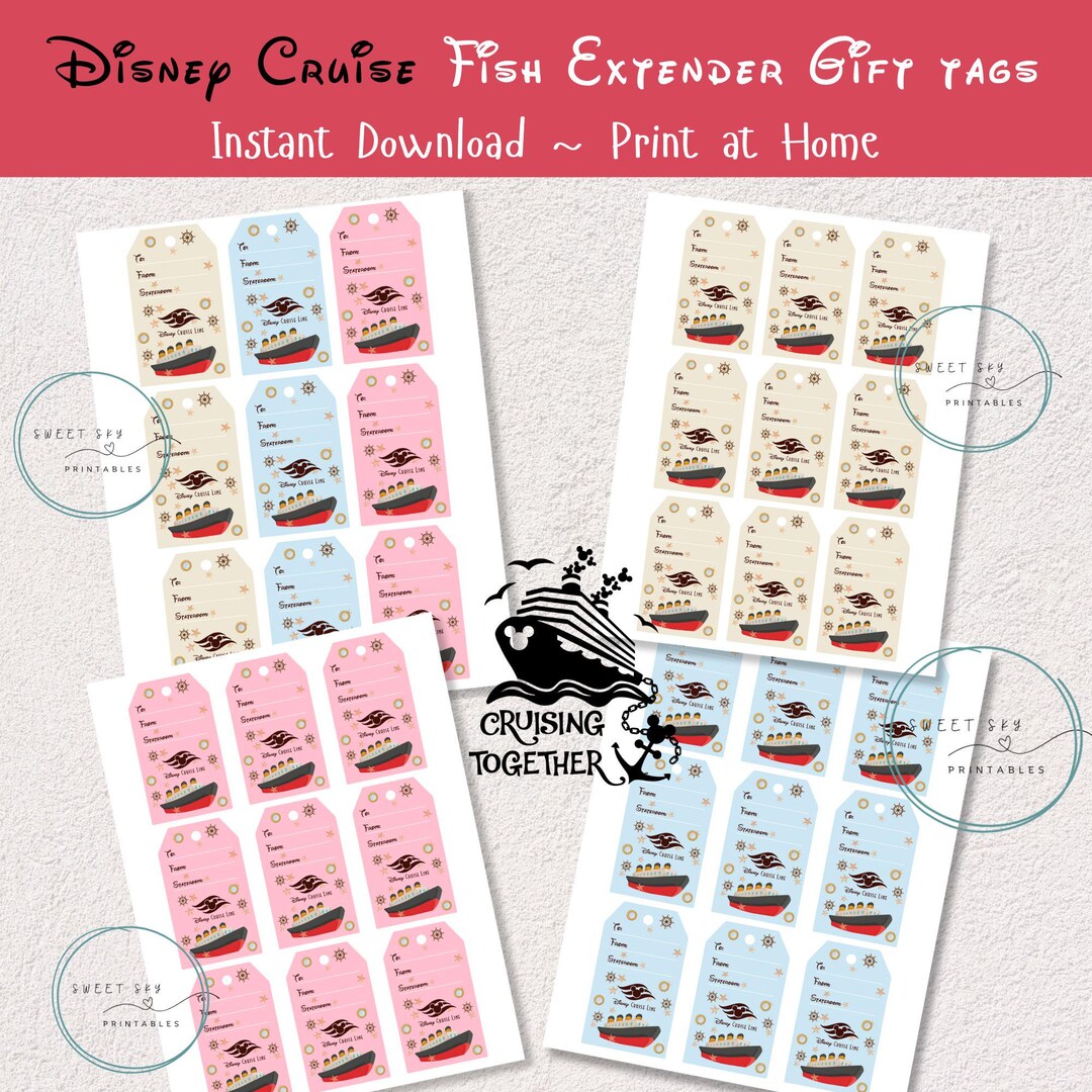 Disney Cruise Fish Extender Gift Tags, Print at Home Gift Tags Disney ...