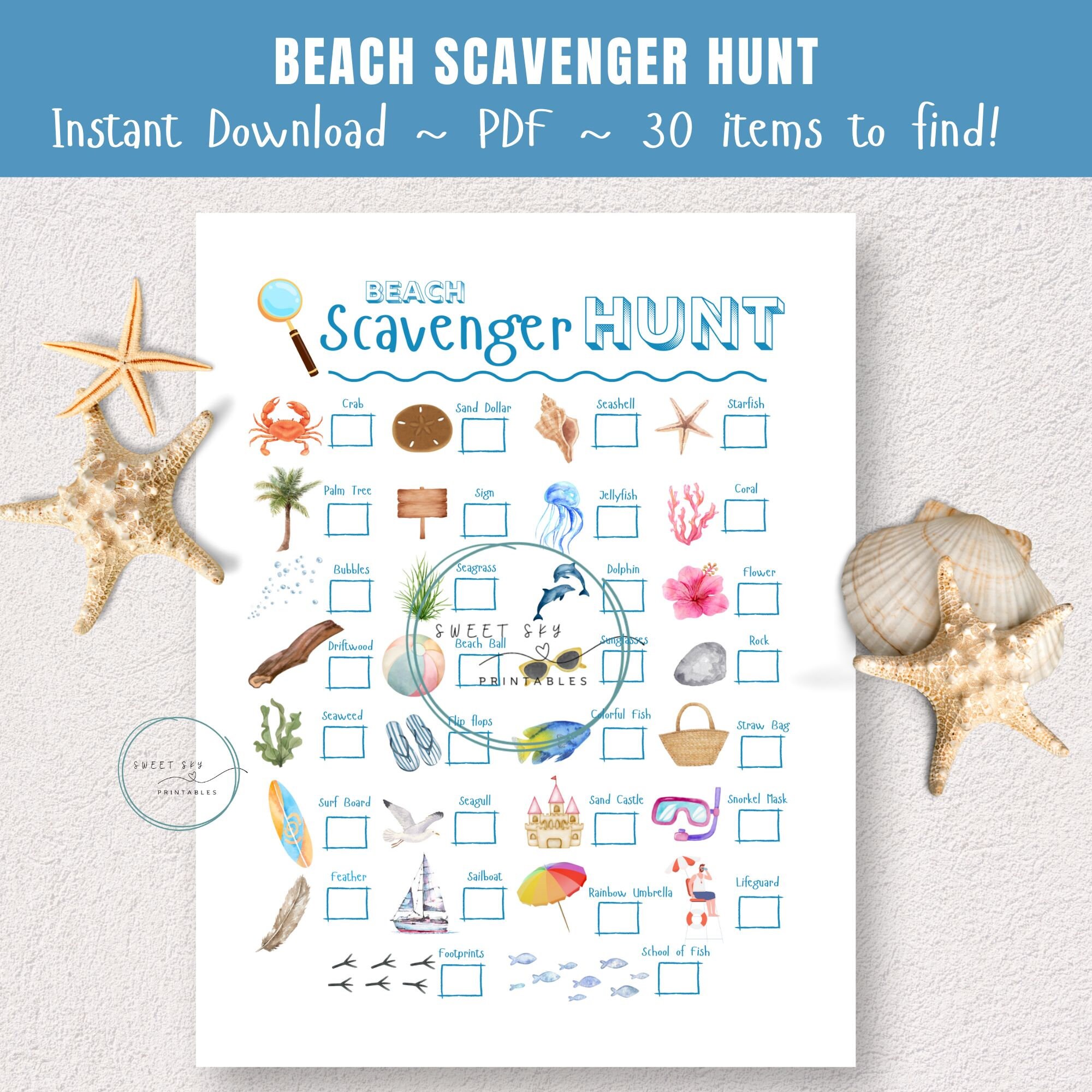Beach Scavenger Hunt, Printable Beach Game for Kids, Fun Gift Idea ...