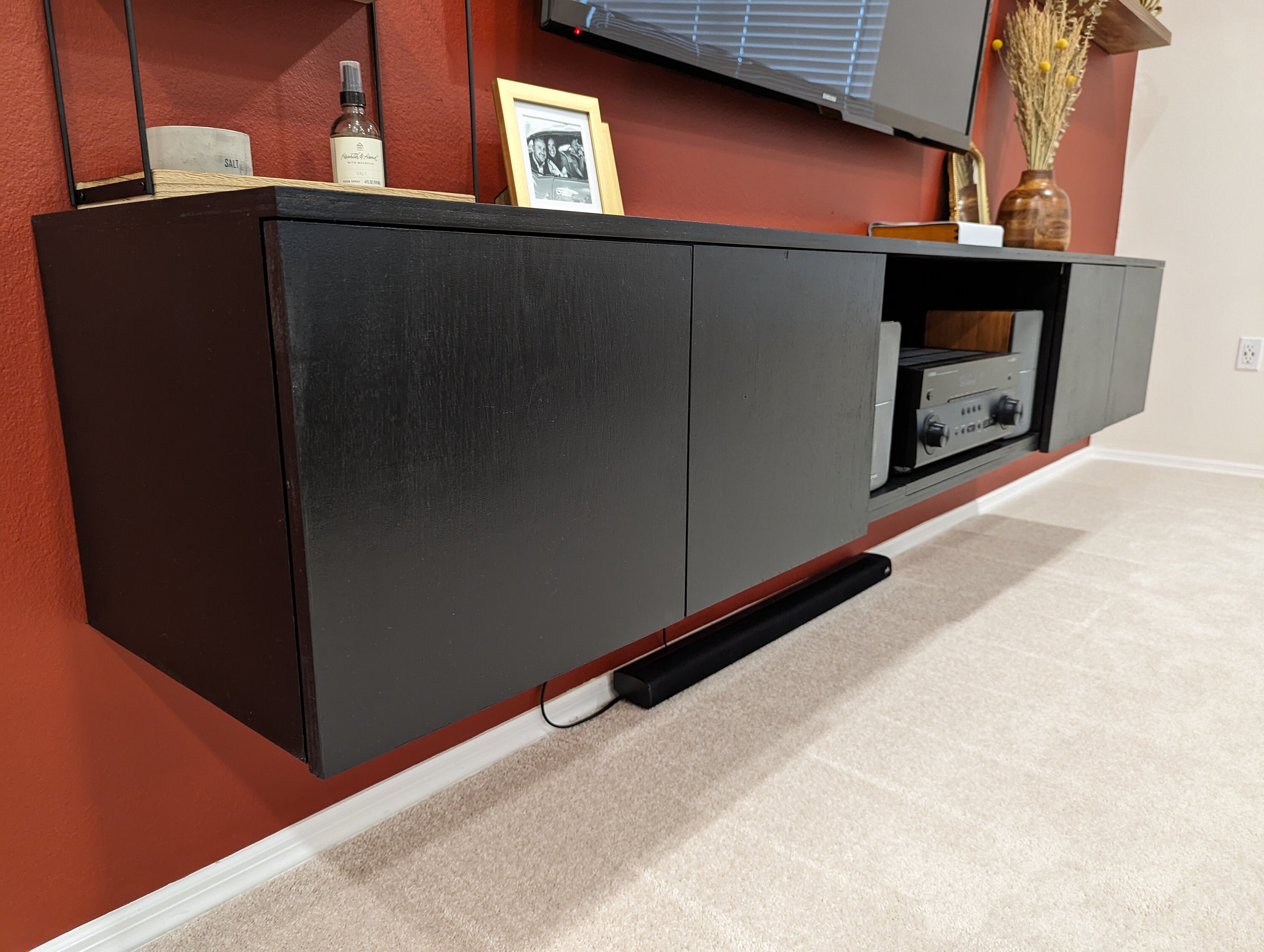 Custom Handmade Floating TV Console Stand Shelf With Cabinets And/or ...