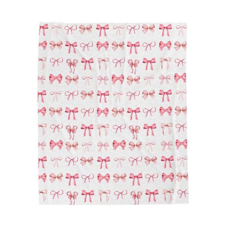 Pink Coquette Bows Velveteen Plush Blanket, Coquette Room Décor, Room ...