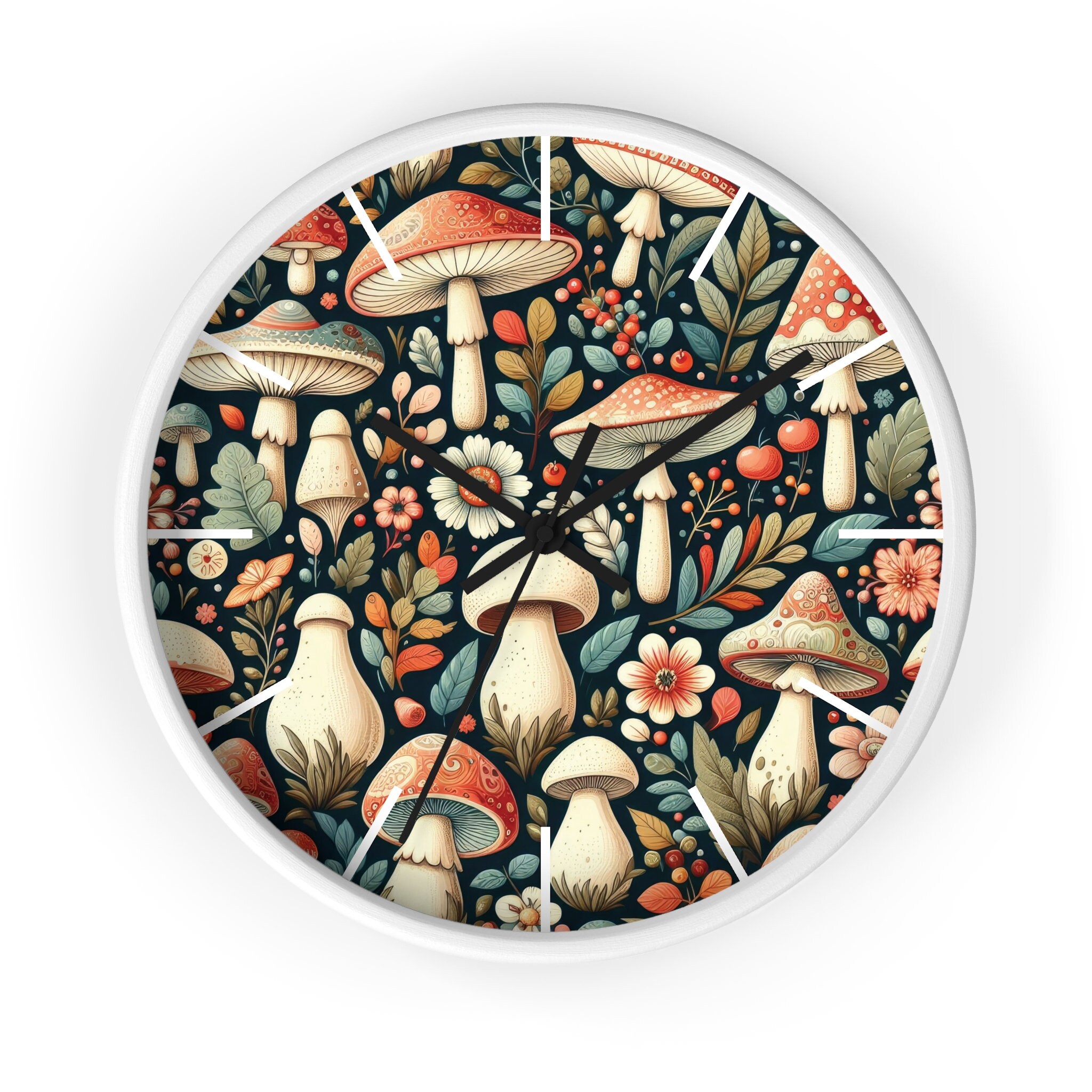 Botanical Mushroom Wall Clock, Nature Themed Clock, Botanical Wall ...
