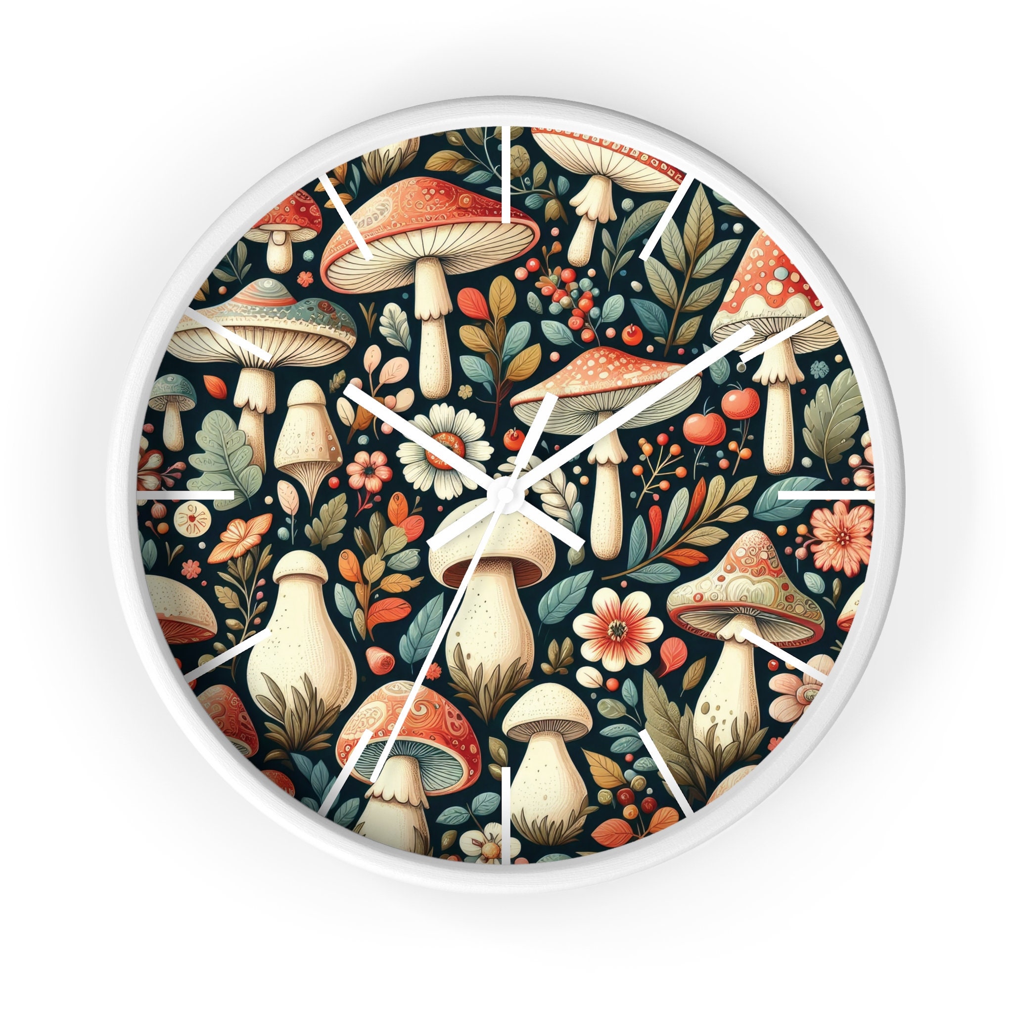 Botanical Mushroom Wall Clock, Nature Themed Clock, Botanical Wall ...