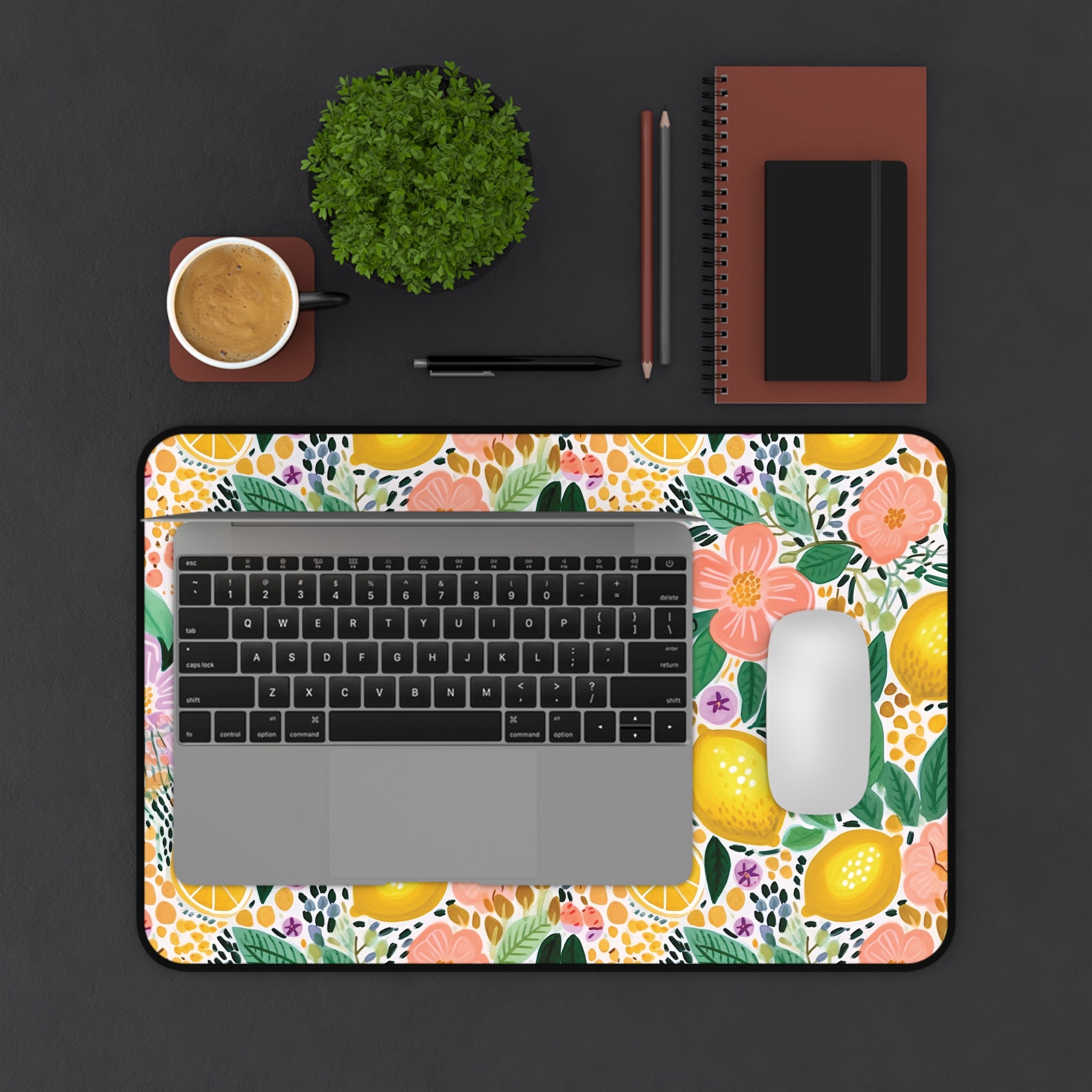 Citrus Garden Desk Mat, Whimsical Aesthetic Desk Protector, Colorful ...