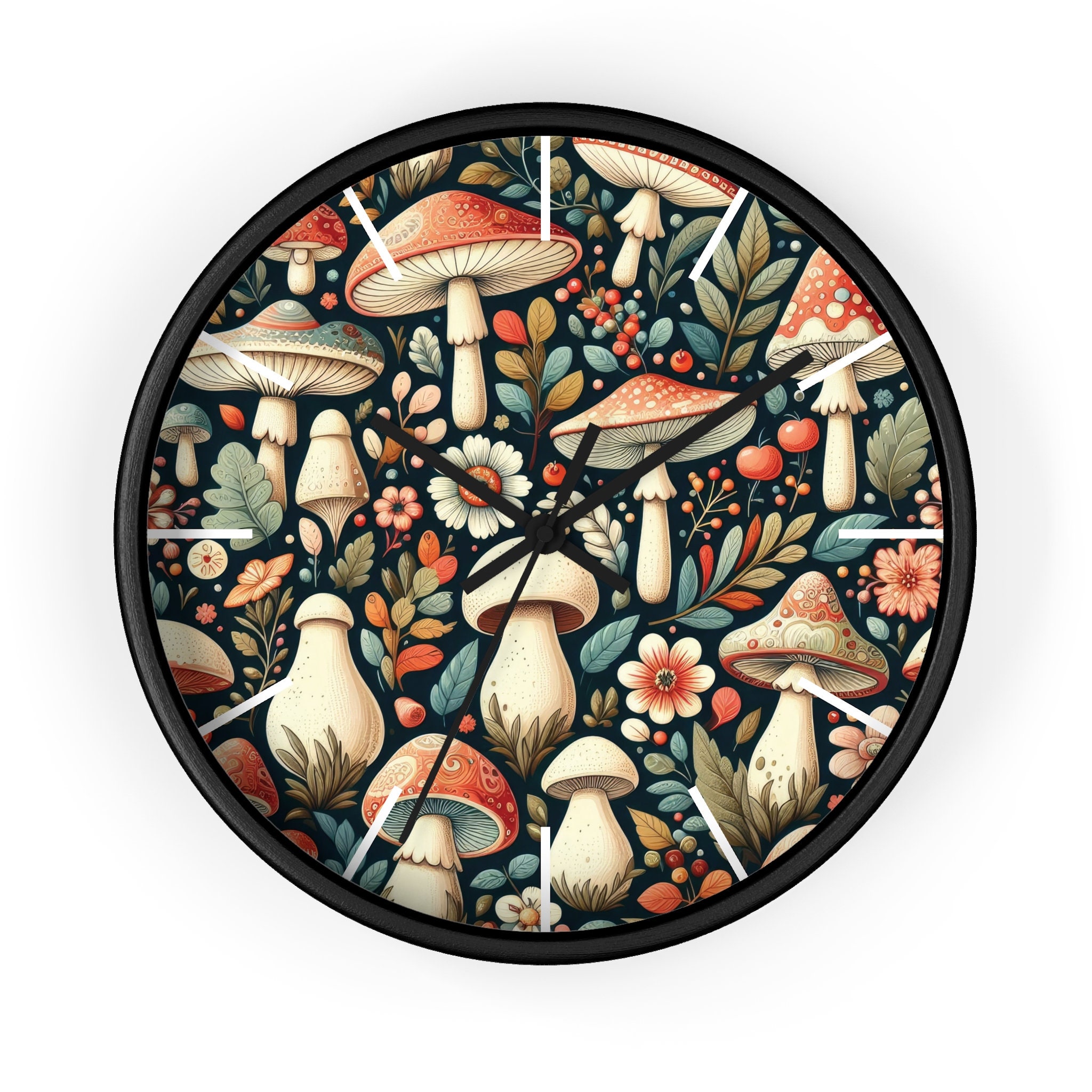 Botanical Mushroom Wall Clock, Nature Themed Clock, Botanical Wall ...