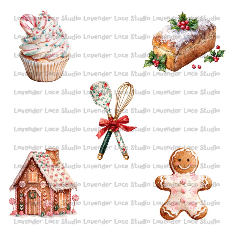 Christmas Bakery Clipart Set | Watercolor Holiday Baking PNG Bundle ...