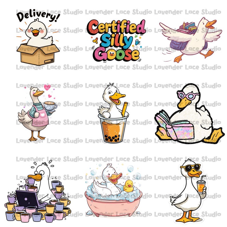 Silly Goose Clipart Bundle | Funny Goose PNG Stickers | Cute Goose ...
