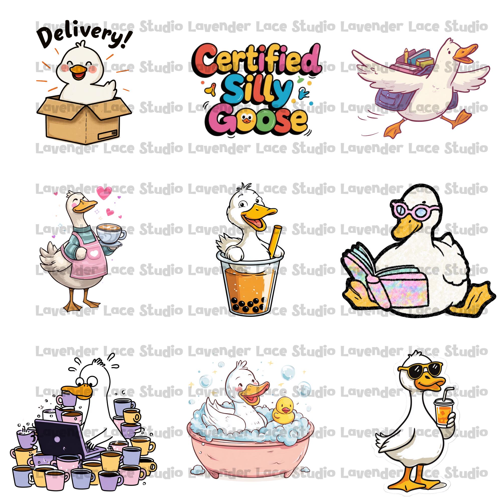 Silly Goose Clipart Bundle | Funny Goose PNG Stickers | Cute Goose ...