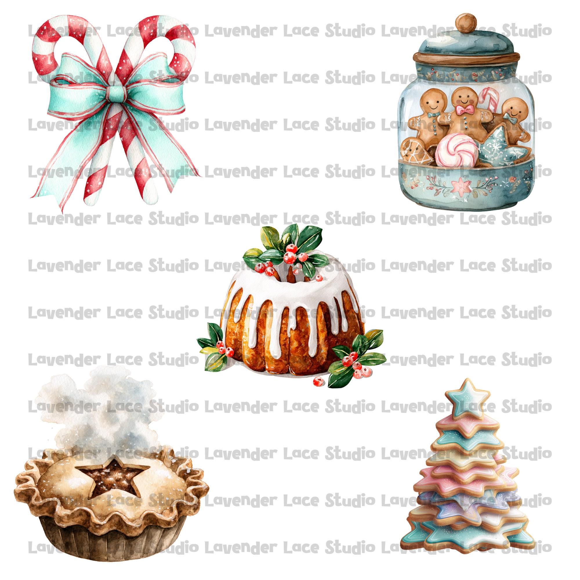 Christmas Bakery Clipart Set | Watercolor Holiday Baking PNG Bundle ...
