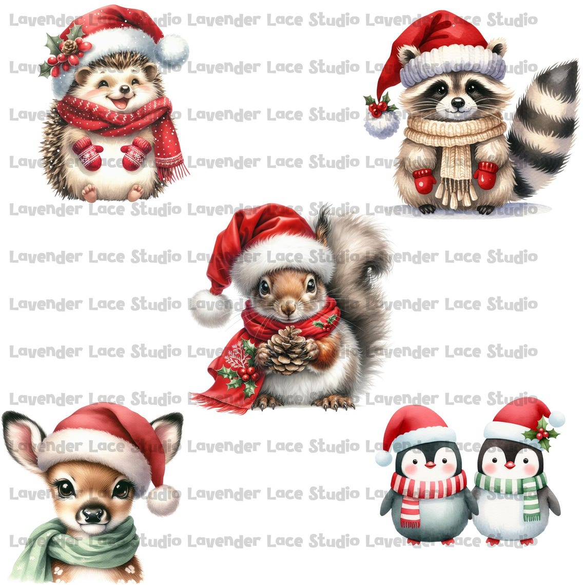 15 Cute Santa Animals Clipart Bundle | Xmas PNG Sublimation | Winter ...