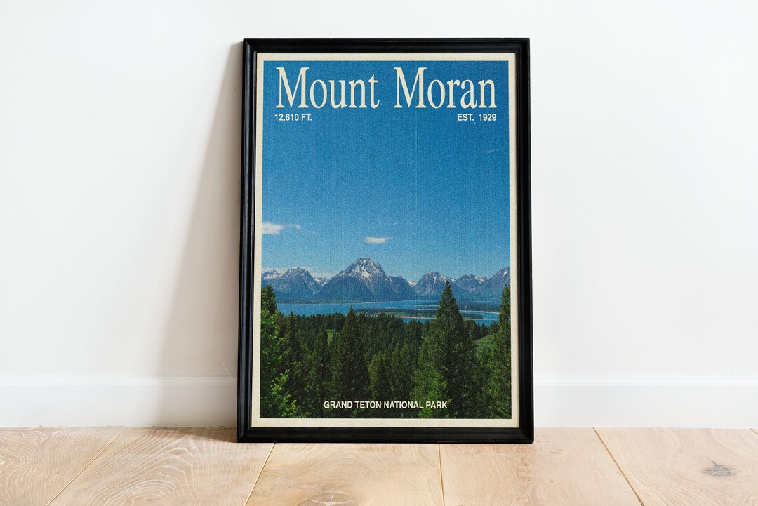 Grand Teton National Park Vintage Poster, Mount Moran midcentury-modern ...