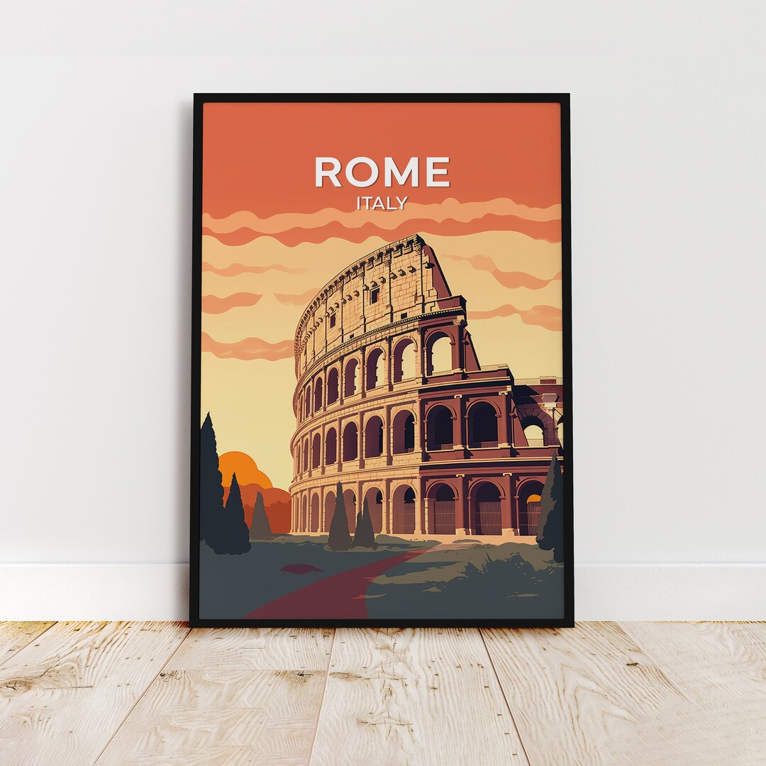 Rome Italy Poster of the Colosseum Travel Poster Print Rome Wall Decor ...