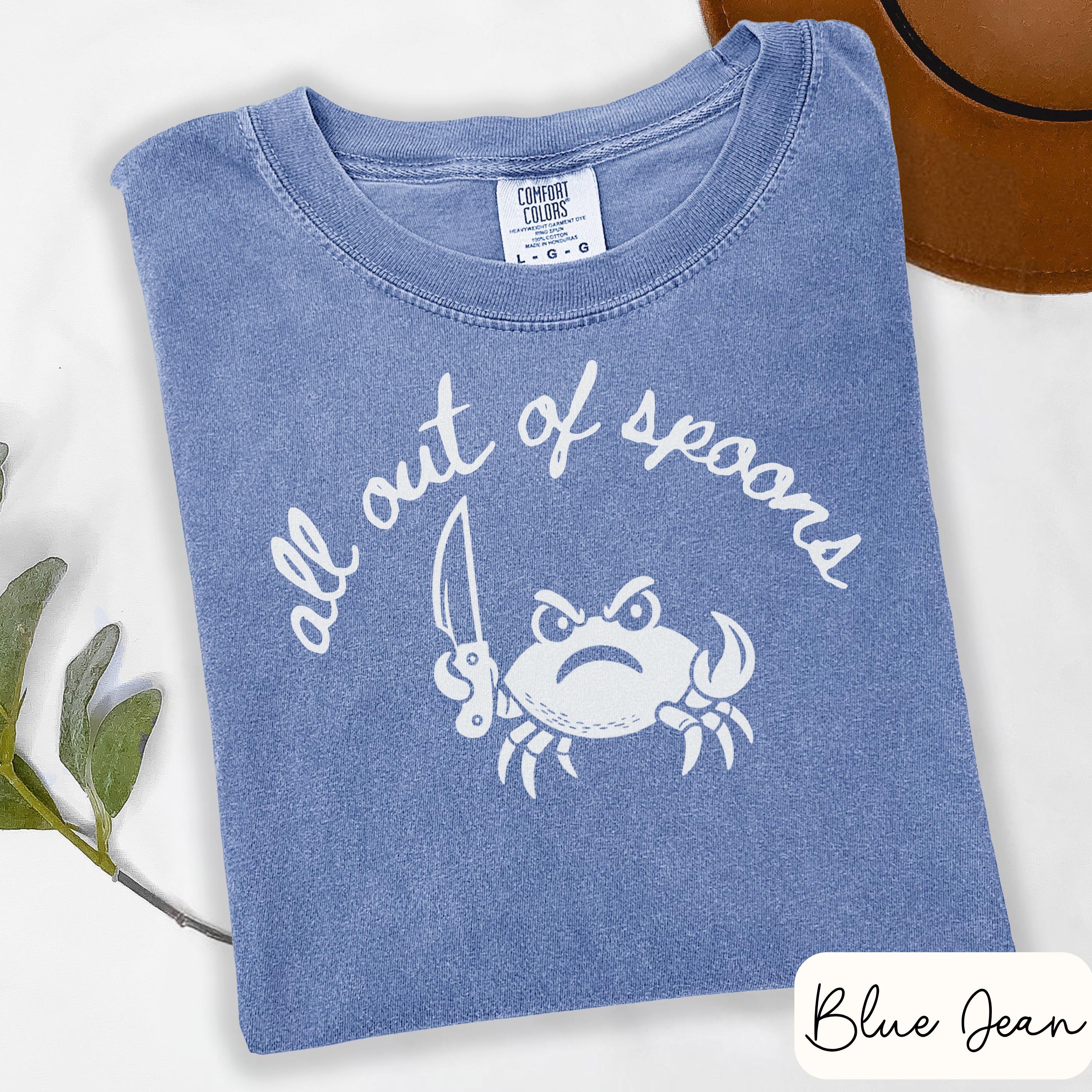 Out of Spoons Shirt Grumpy Crab With Knife Funny Neurodivergent Spoon ...
