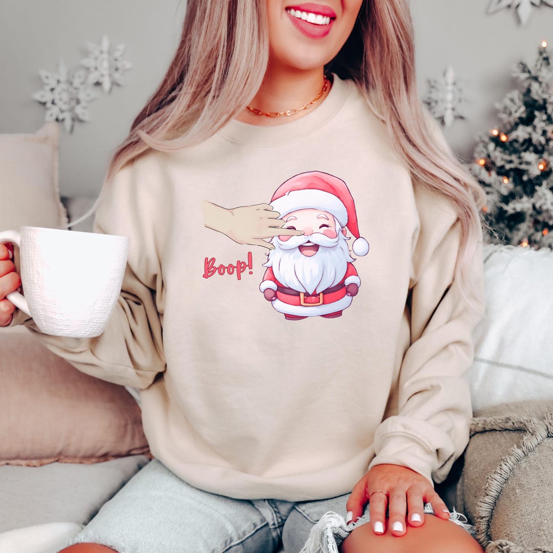 Santa Boop Santa Nose Christmas Sweatshirt Cute Holiday Graphic Shirt ...
