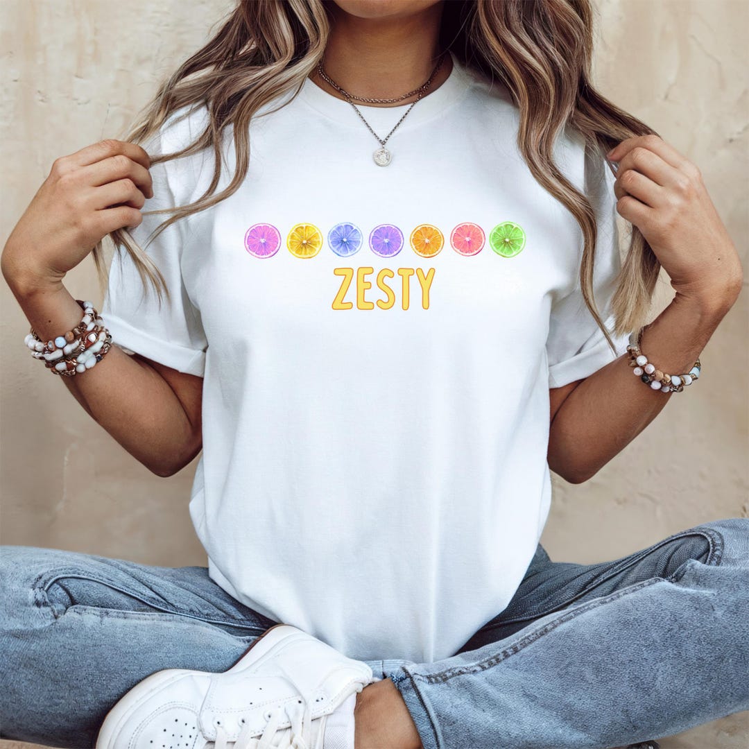 Zesty Rainbow Fruit Pride Shirt Funny Citrus T-shirt Vbrant Lemon Lime ...