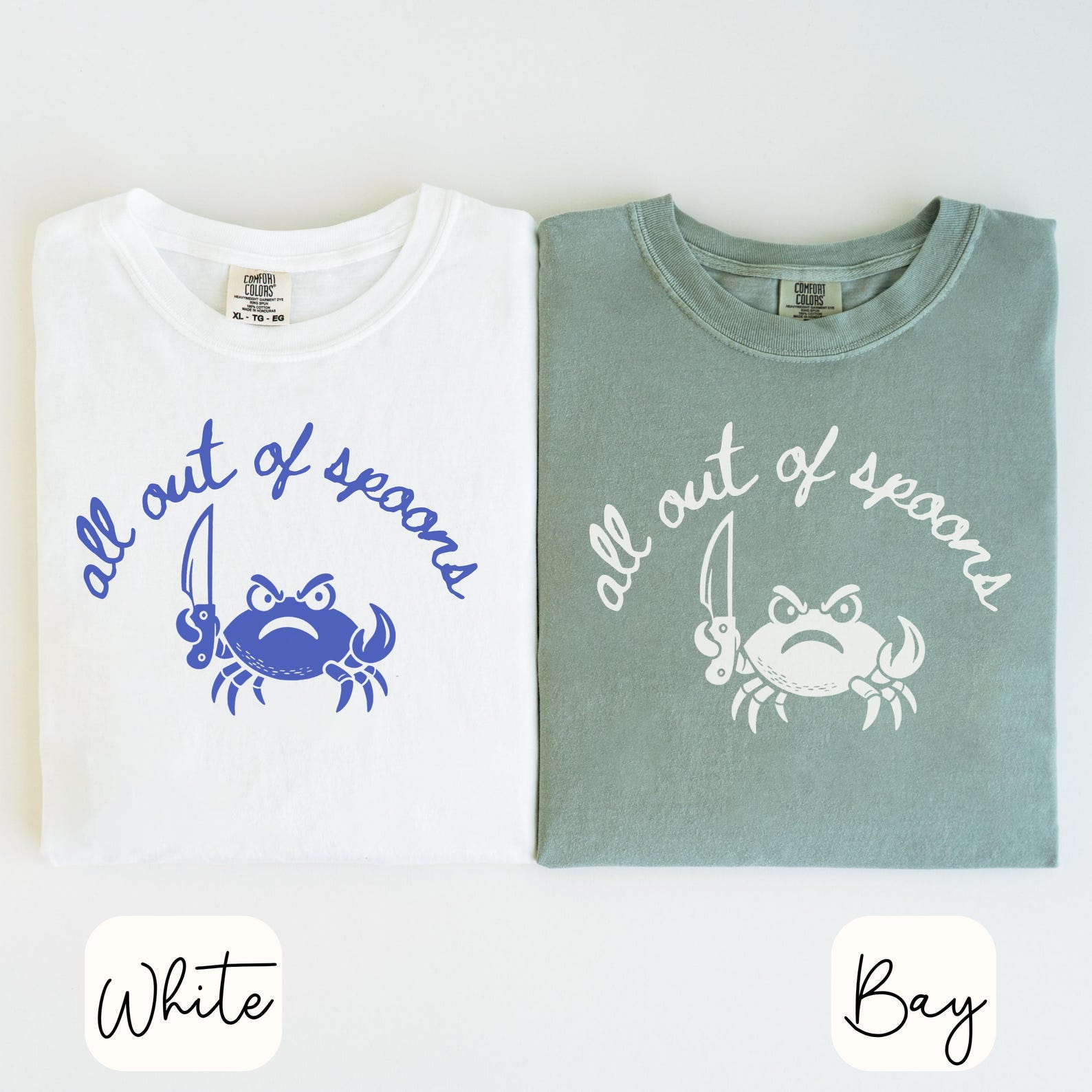 Out of Spoons Shirt Grumpy Crab With Knife Funny Neurodivergent Spoon ...