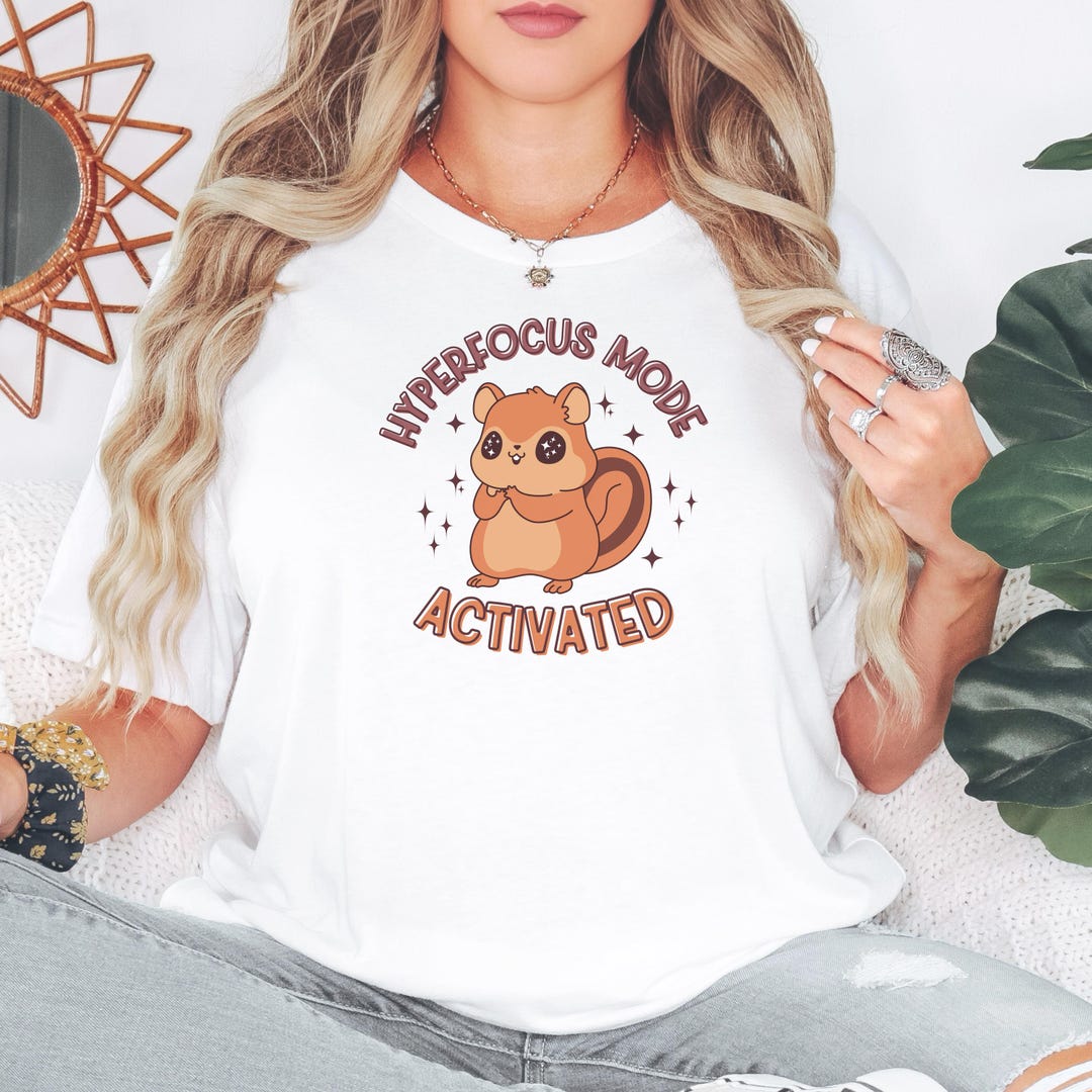 Hyperfocus Activated ADHD Squirrel Shirt Cute Neurodivergent Tee Stars ...