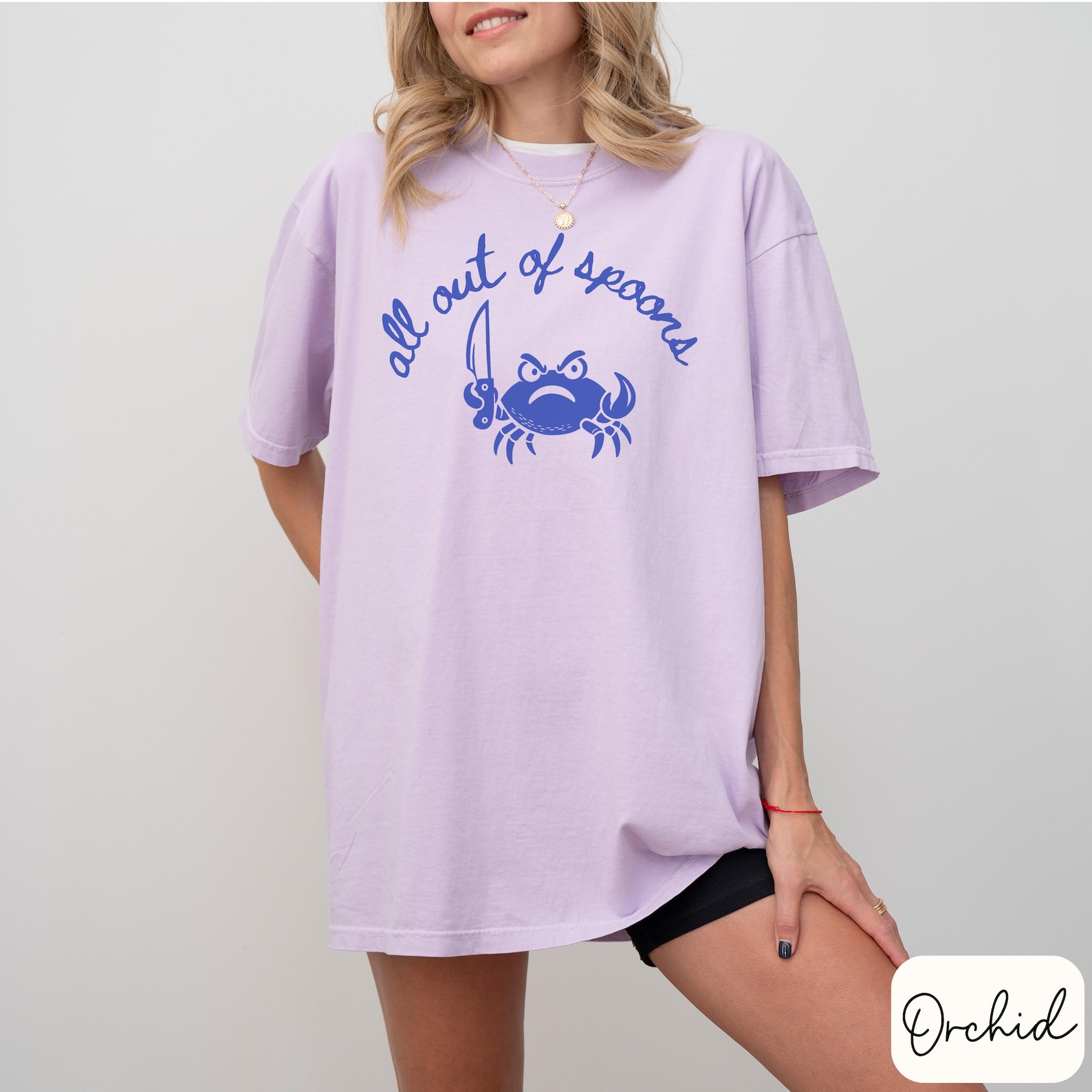 Out of Spoons Shirt Grumpy Crab With Knife Funny Neurodivergent Spoon ...