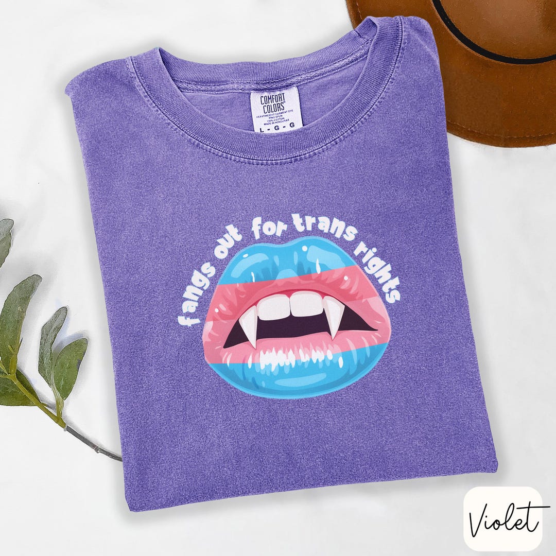 Fangs Out for Trans Rights Comfort Colors Shirt Queer Halloween Gift ...