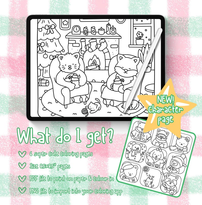 Snuggly Cuties: Super Cute & Cozy Coloring Pages, 6 Adorable PDF and ...