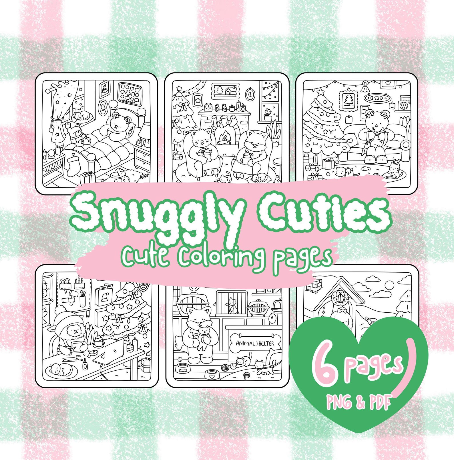 Snuggly Cuties: Super Cute & Cozy Coloring Pages, 6 Adorable PDF and ...