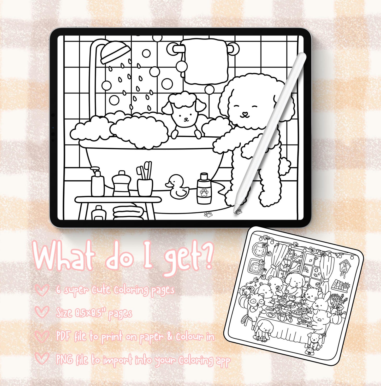 Comfy Cuties: Super Cute & Cozy Coloring Pages, 6 Adorable PDF and PNG ...