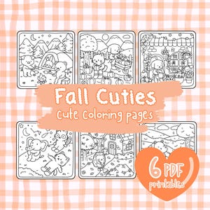 Fall Cuties: Super Cute & Cozy Coloring Pages, 6 Adorable PDF and PNG ...