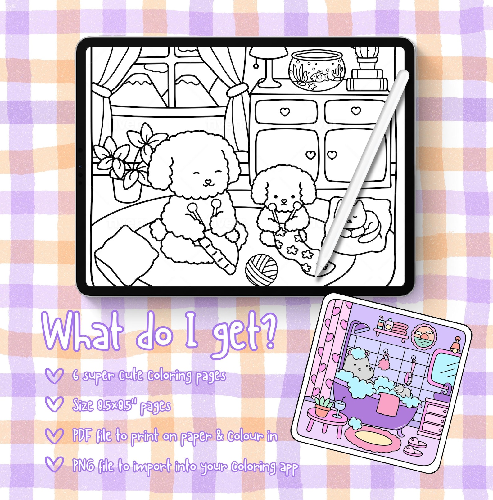 Cozy Cuties: Super Cute & Cozy Coloring Pages, 6 Adorable PDF and PNG ...