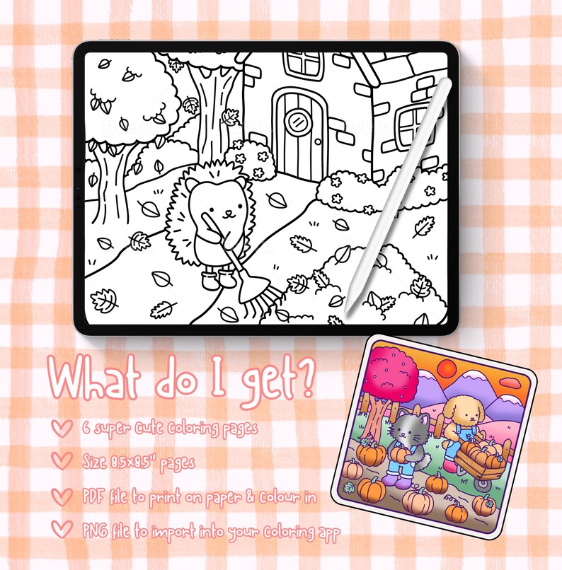 Fall Cuties: Super Cute & Cozy Coloring Pages, 6 Adorable PDF and PNG ...