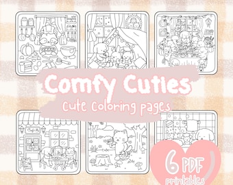 Cozy Cuties: Super Cute & Cozy Coloring Pages, 6 Adorable PDF and PNG ...