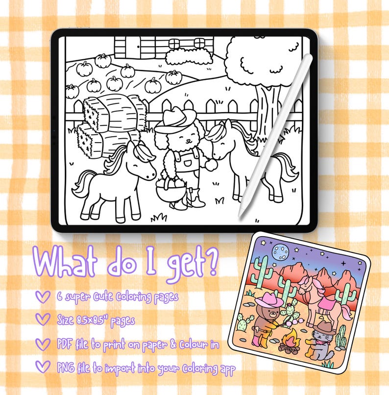 Howdy Cuties: Super Cute & Cozy Coloring Pages, 6 Adorable PDF and PNG ...