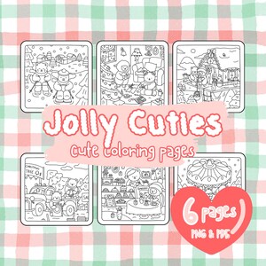 Jolly Cuties: Super Cute & Cozy Coloring Pages, 6 Adorable PDF and PNG ...