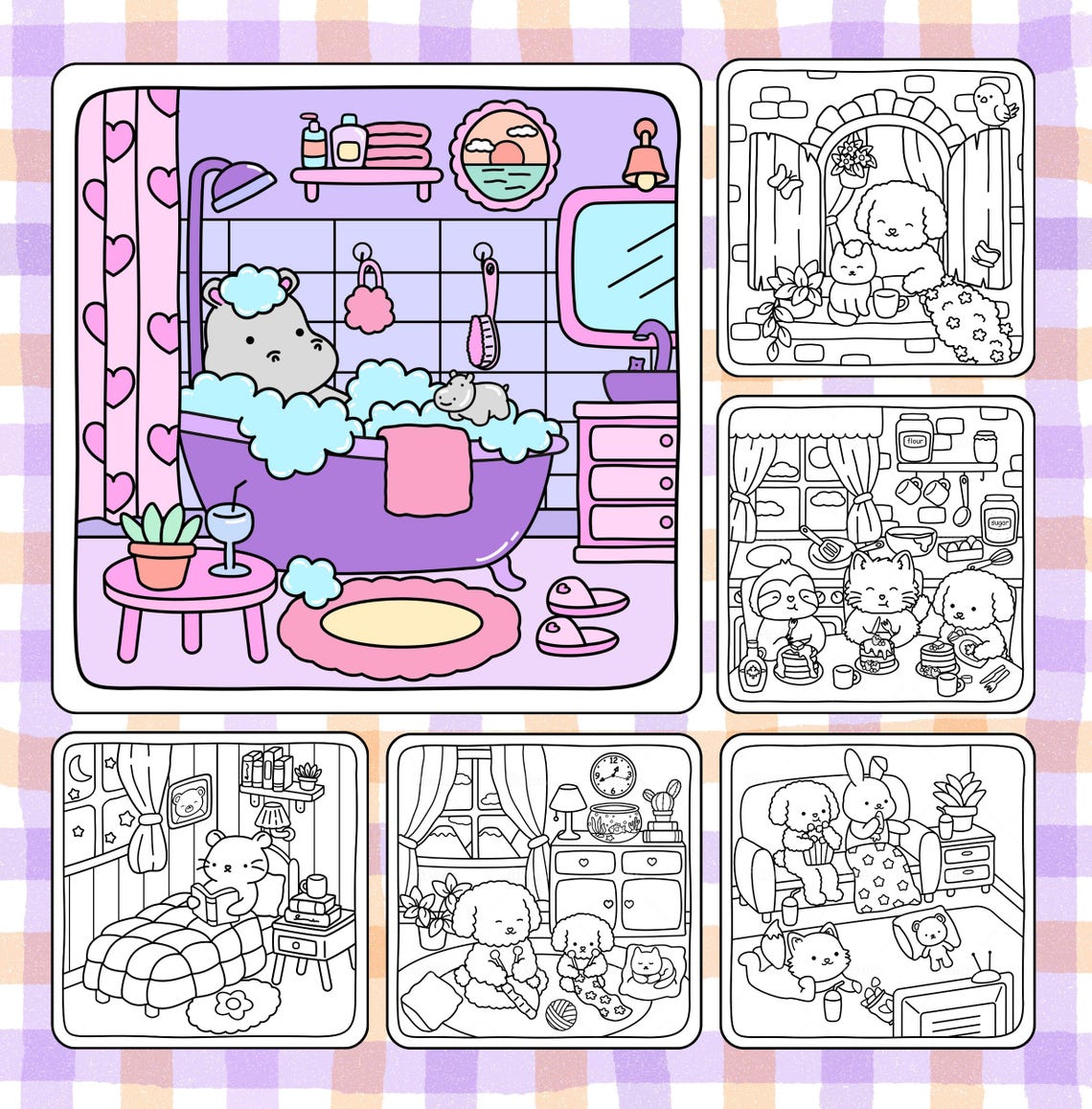 Cozy Cuties: Super Cute & Cozy Coloring Pages, 6 Adorable PDF and PNG ...