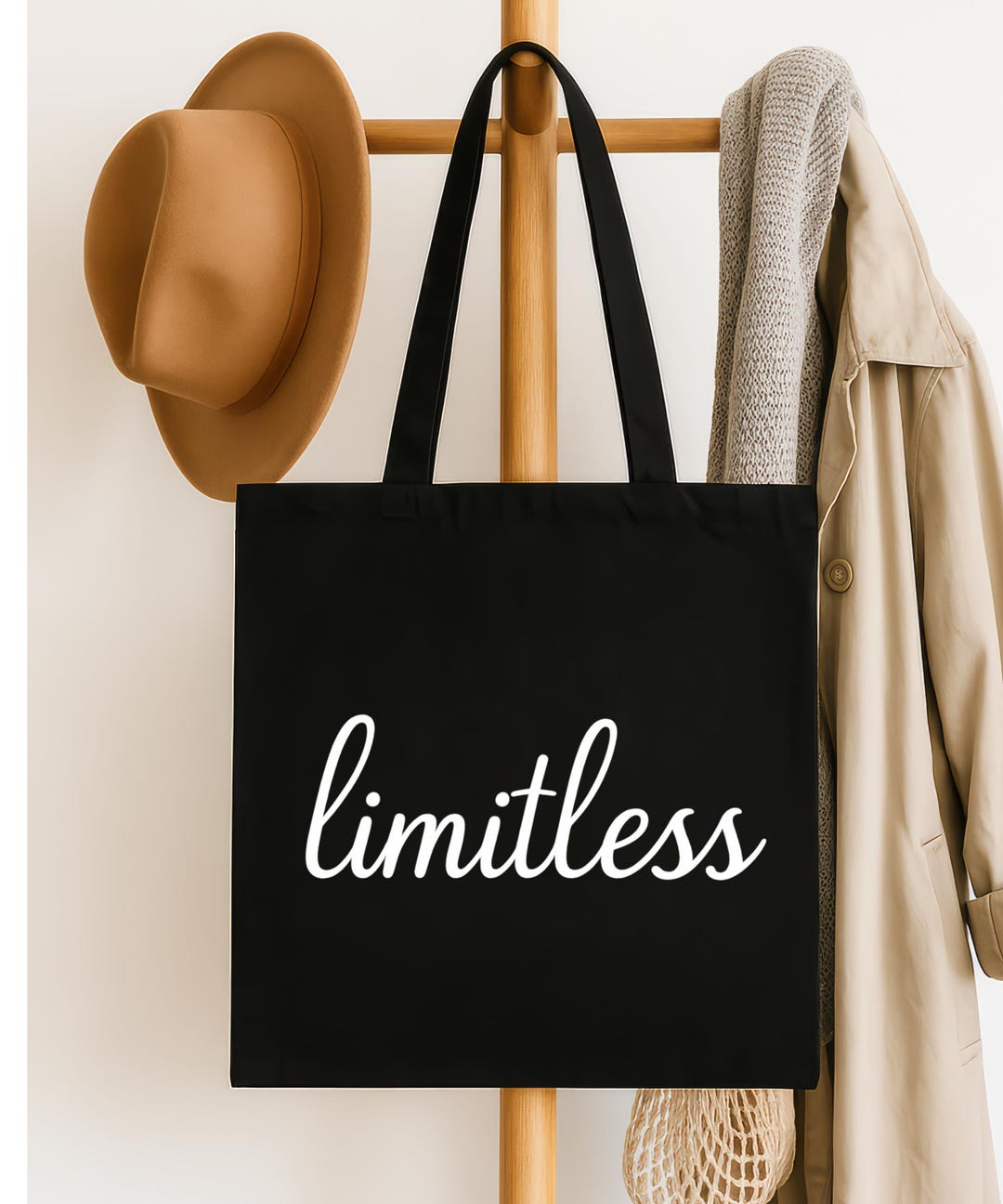 Limitless Tote Black Canvas Carryall Inspirational Message Shopping Bag ...