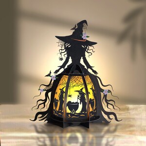 Pack 3 Witch Lantern Template - DIY Halloween Lantern Paper Cut - Witch ...
